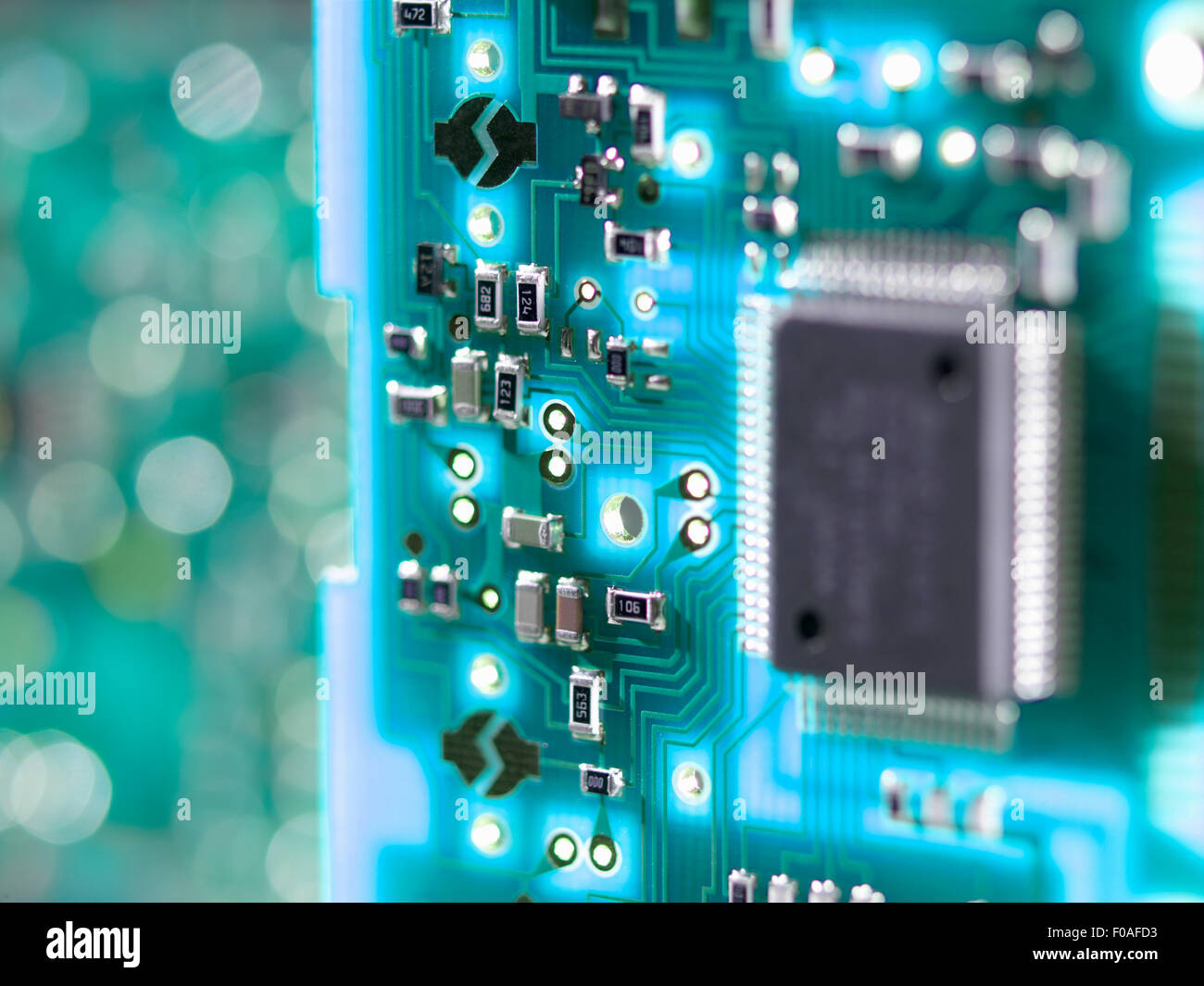 Close up of a circuit board used to connect electrical components to ...