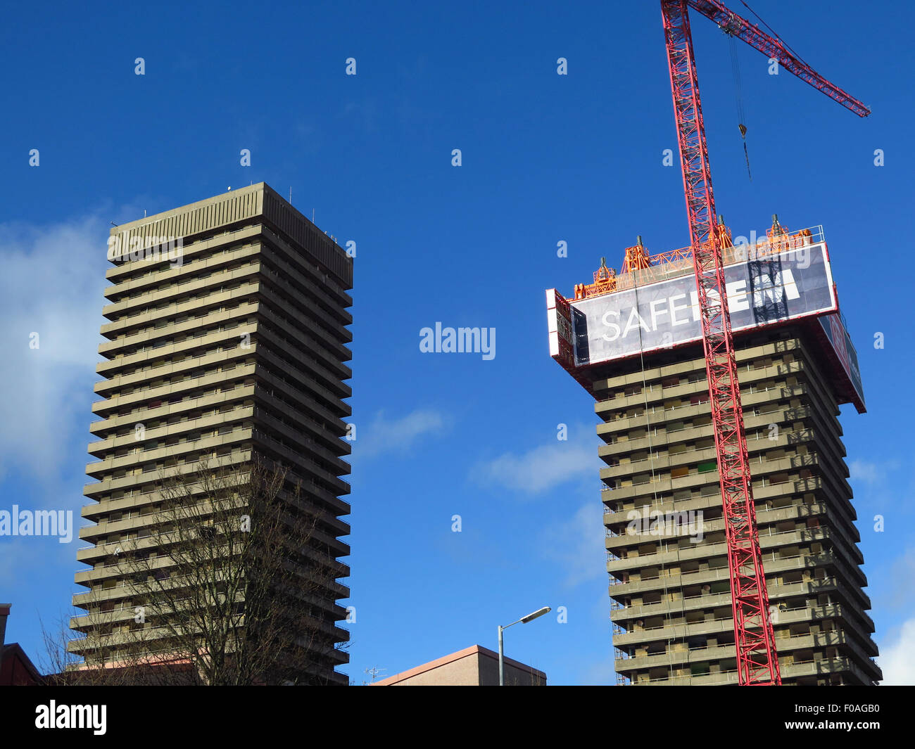 Top down demolition of tower block Stock Photo - Alamy