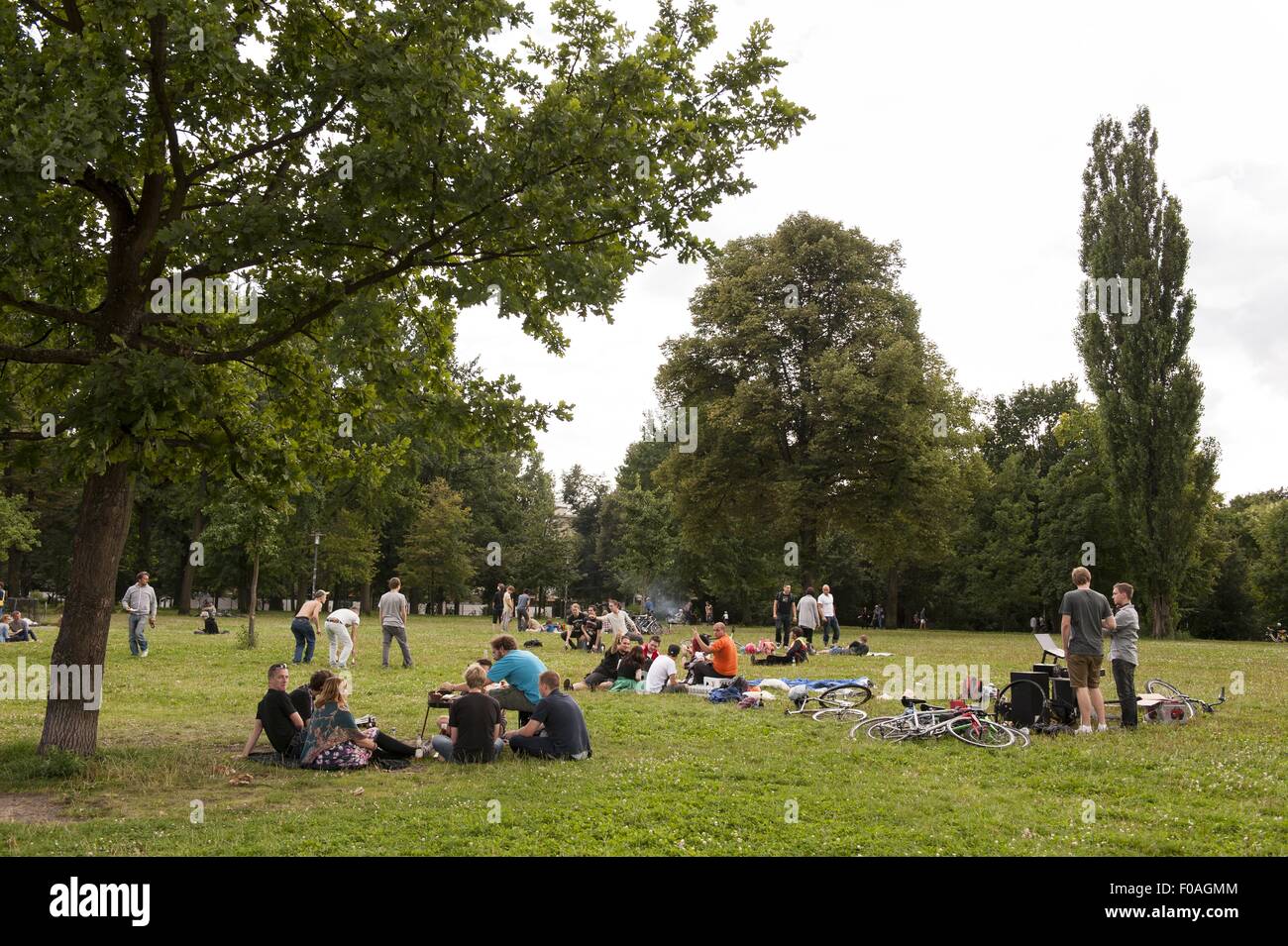 People having barbecue party at Friedrichshain Public Park in Berlin ...