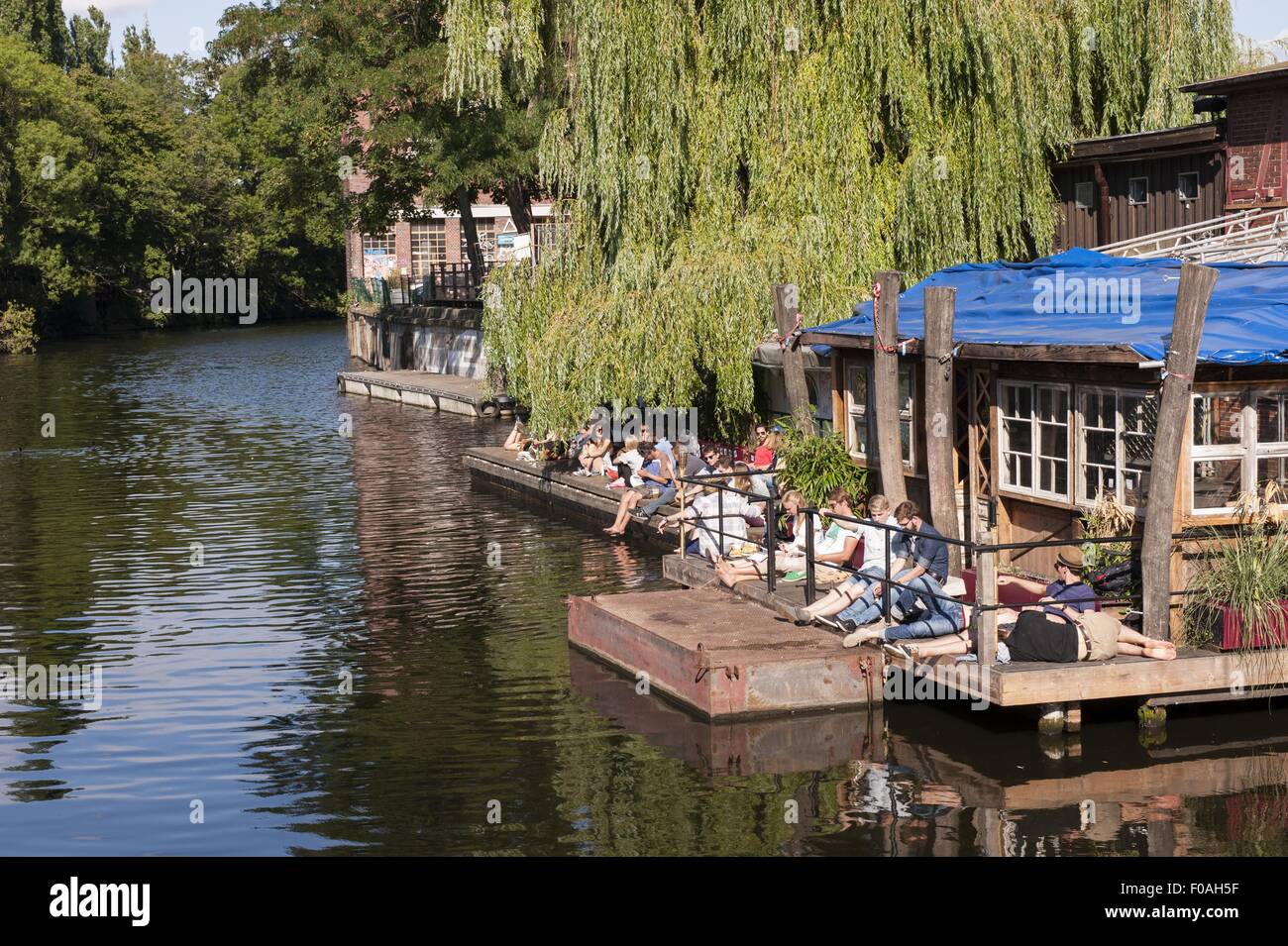 People relaxing at Club der Visionaere, Treptow, Berlin, Germany Stock ...
