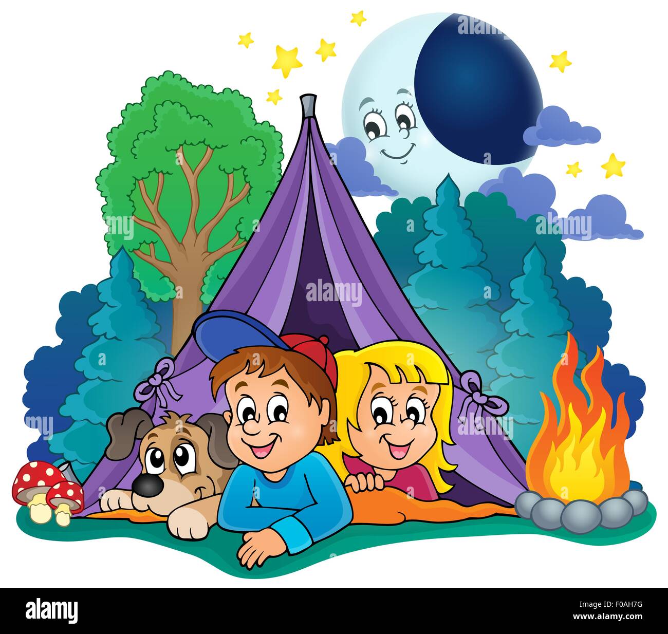 Camping theme image 4 - picture illustration Stock Photo - Alamy