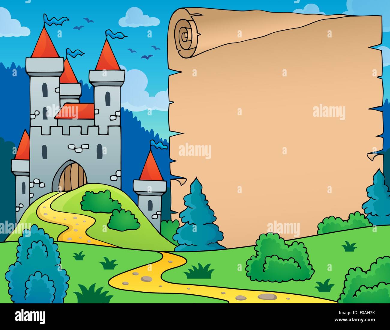 Castle and parchment theme image - picture illustration Stock Photo - Alamy