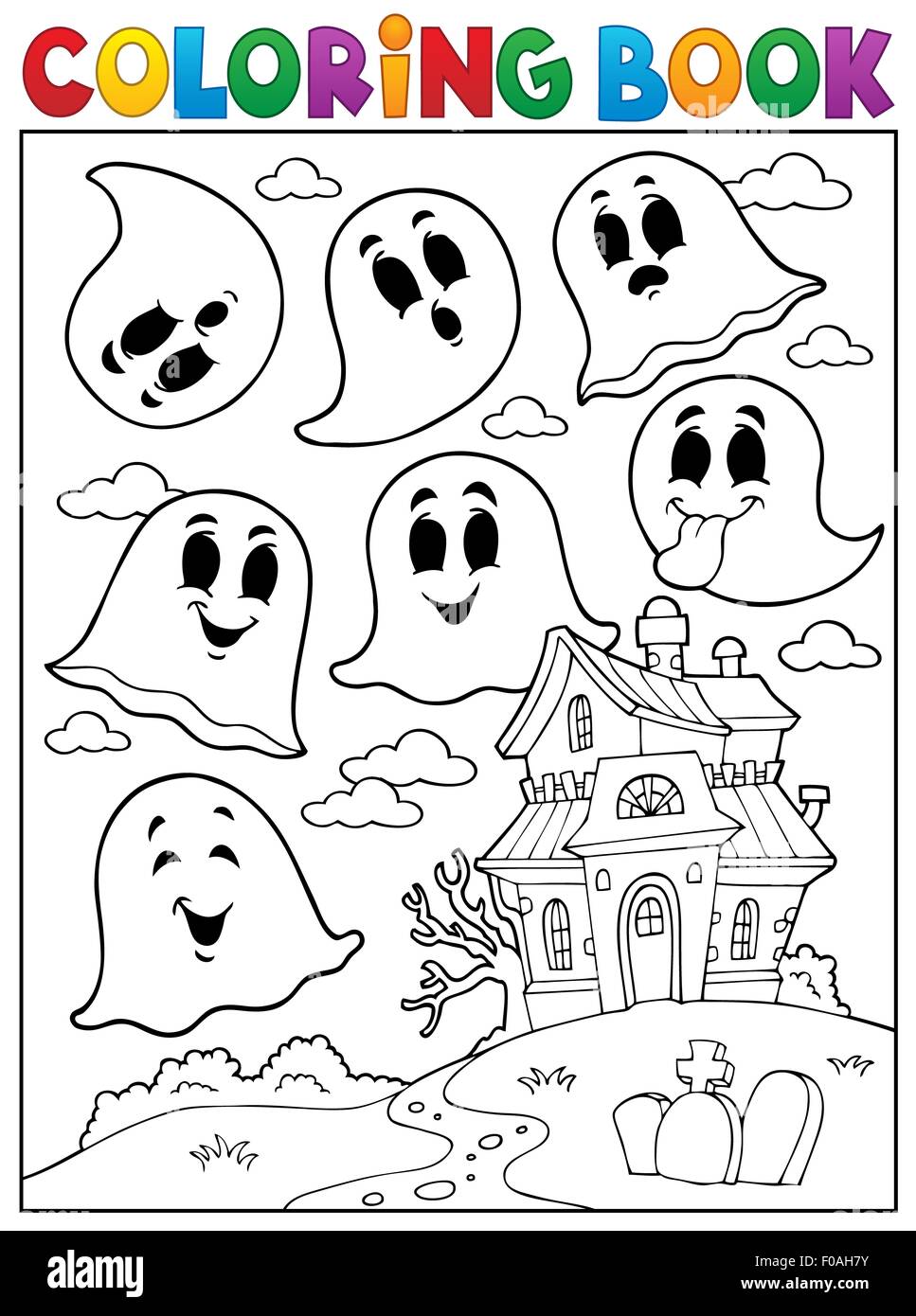 Coloring book ghost theme 4 - picture illustration Stock Photo - Alamy