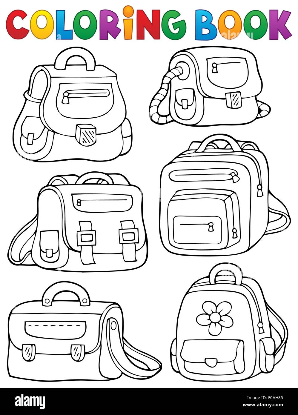 Coloring book school bags theme 1 - picture illustration Stock Photo ...
