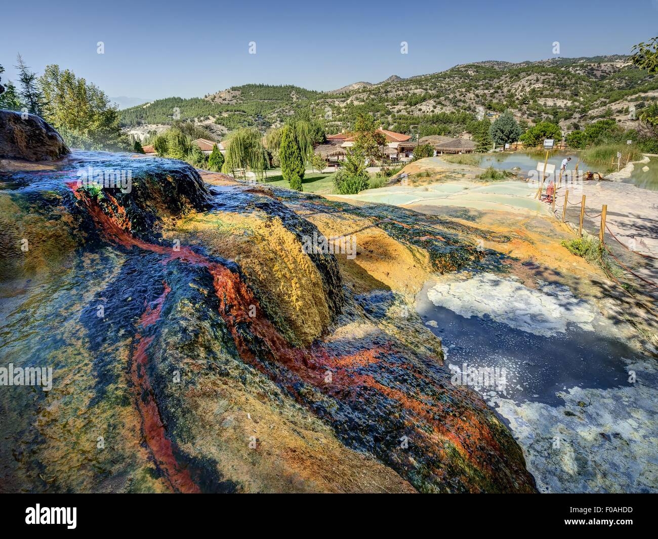 View of Karahayit and landscape in Turkey Stock Photo - Alamy