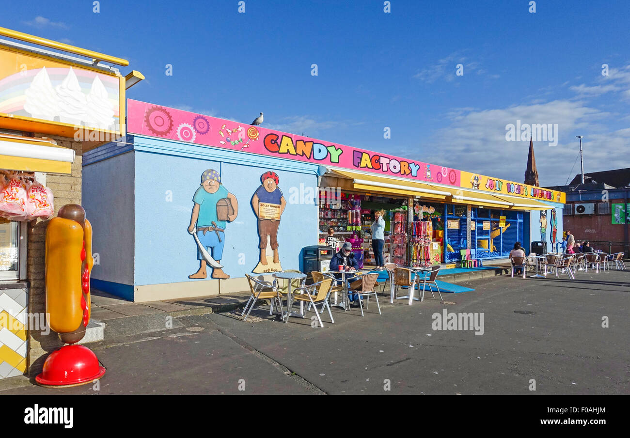 Entertainment and refreshments along the beach by the harbour of Largs ...
