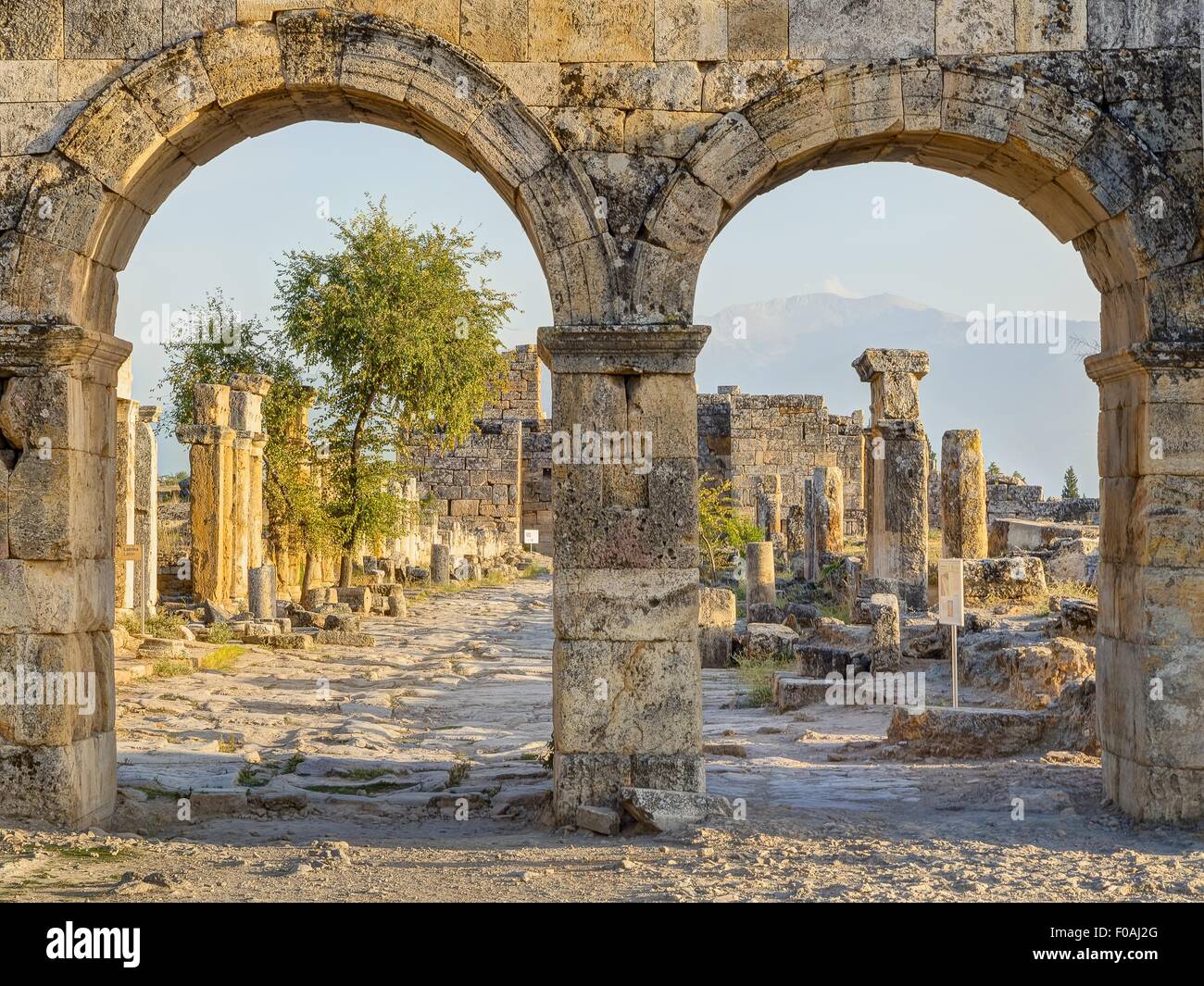 Main street and gate of Hierapolis in Turkey Stock Photo - Alamy
