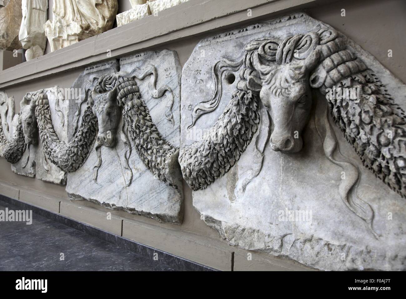 Reliefs of Pathian statue in Ephesus Museum in Selcuk, Turkey Stock ...