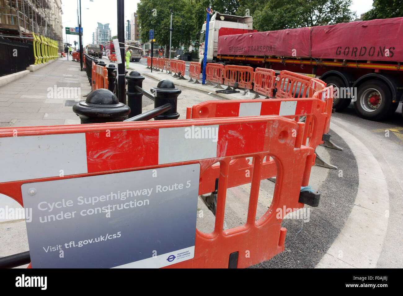 Cycling Superhighway Route 5 under construction, Pimlico, London Stock ...