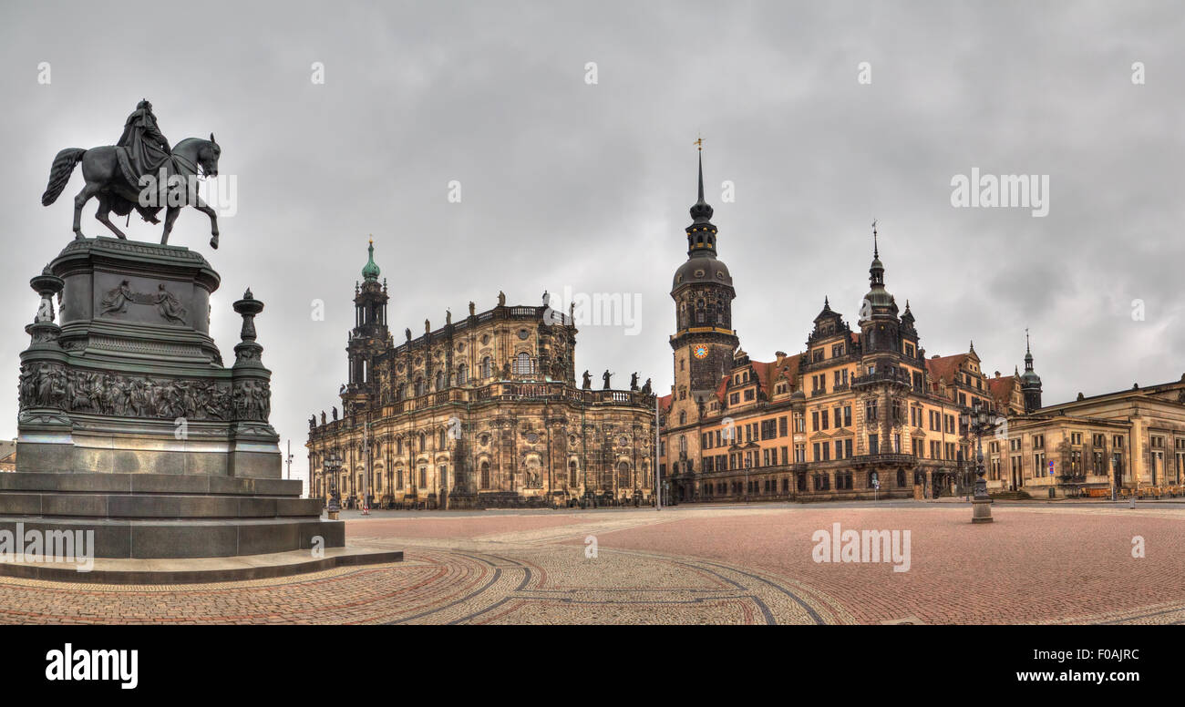 Monument to King John of Saxony, Catholic Church and Dresden Castle ...
