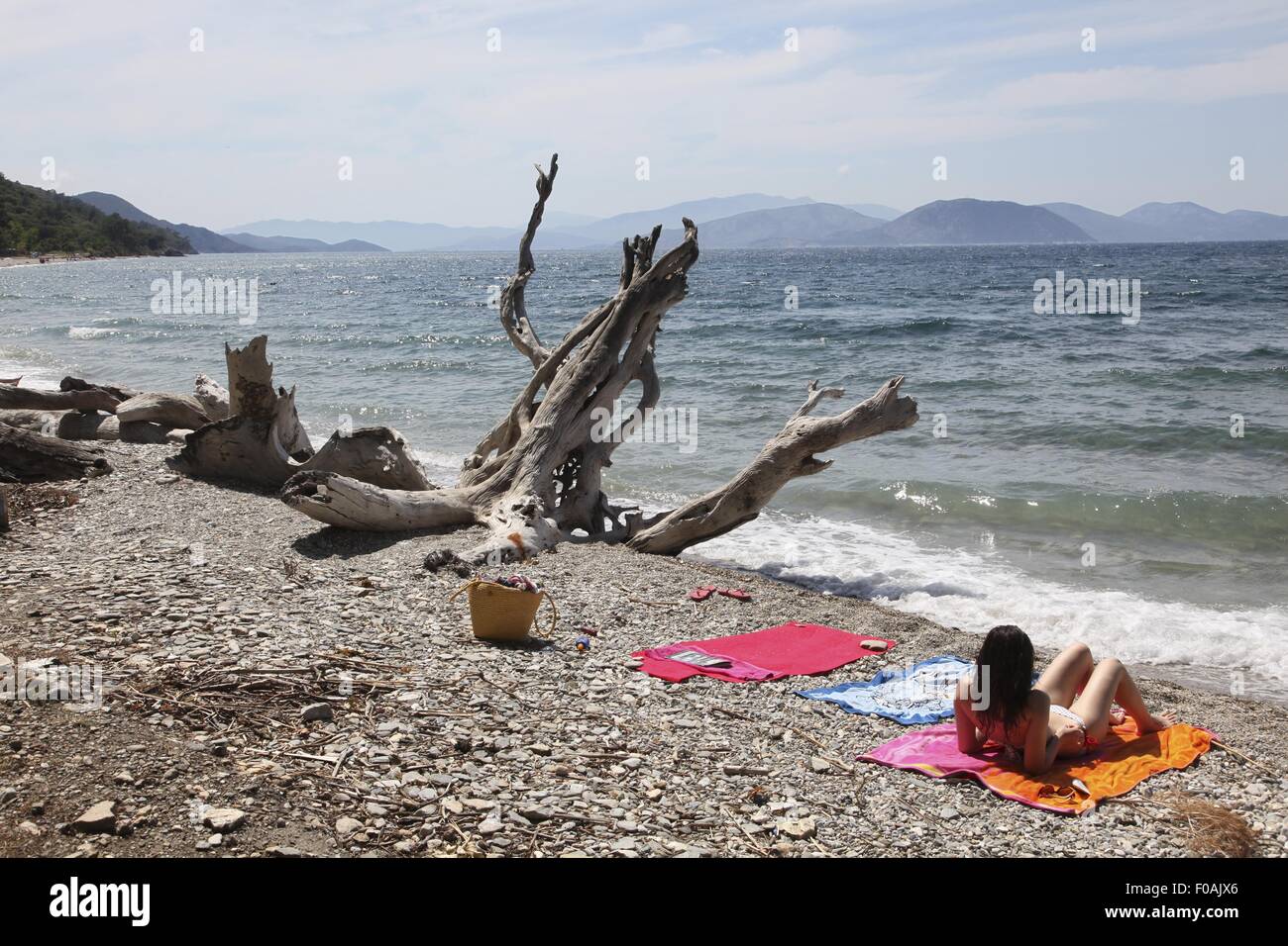 People at Icmeler beach in Dilek Peninsula National Park, Turkey Stock ...