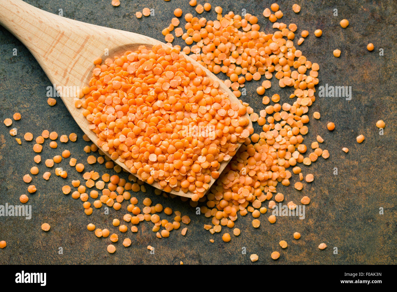 Red lentils in wooden hi-res stock photography and images - Alamy