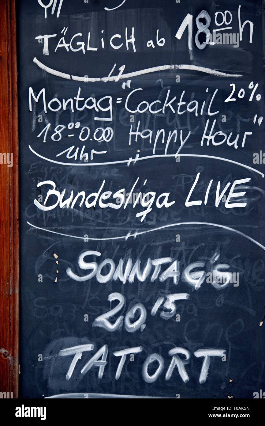 Close-up of pub's blackboard in Berlin Stock Photo - Alamy
