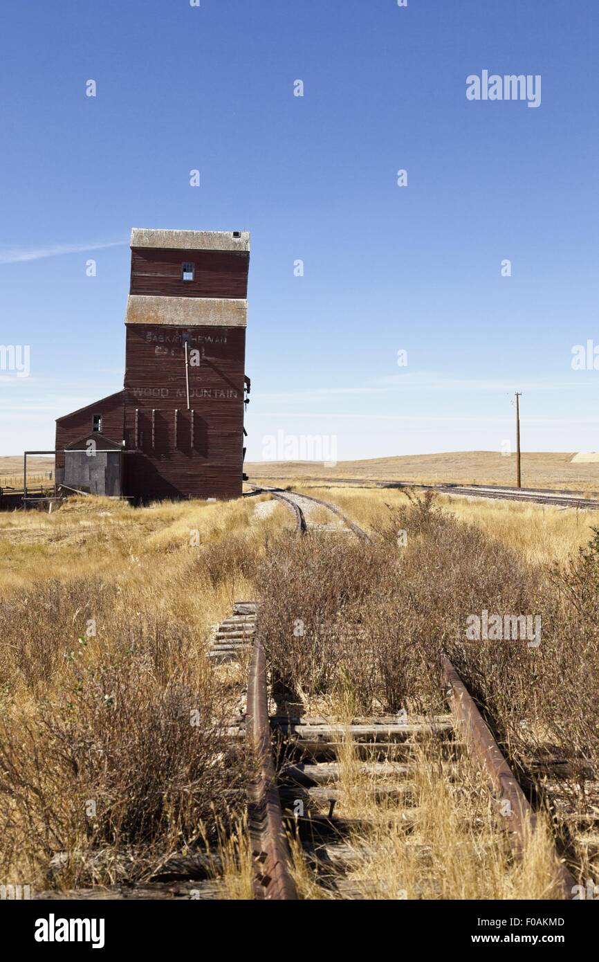 Railway tracks and wooden house at Saskatchewan, Canada Stock Photo - Alamy