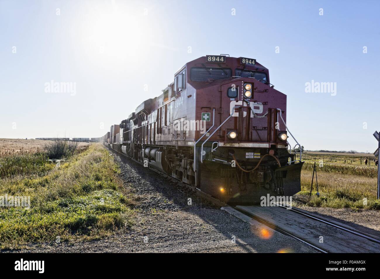 Train on track in Colon say, Saskatchewan, Canada Stock Photo - Alamy