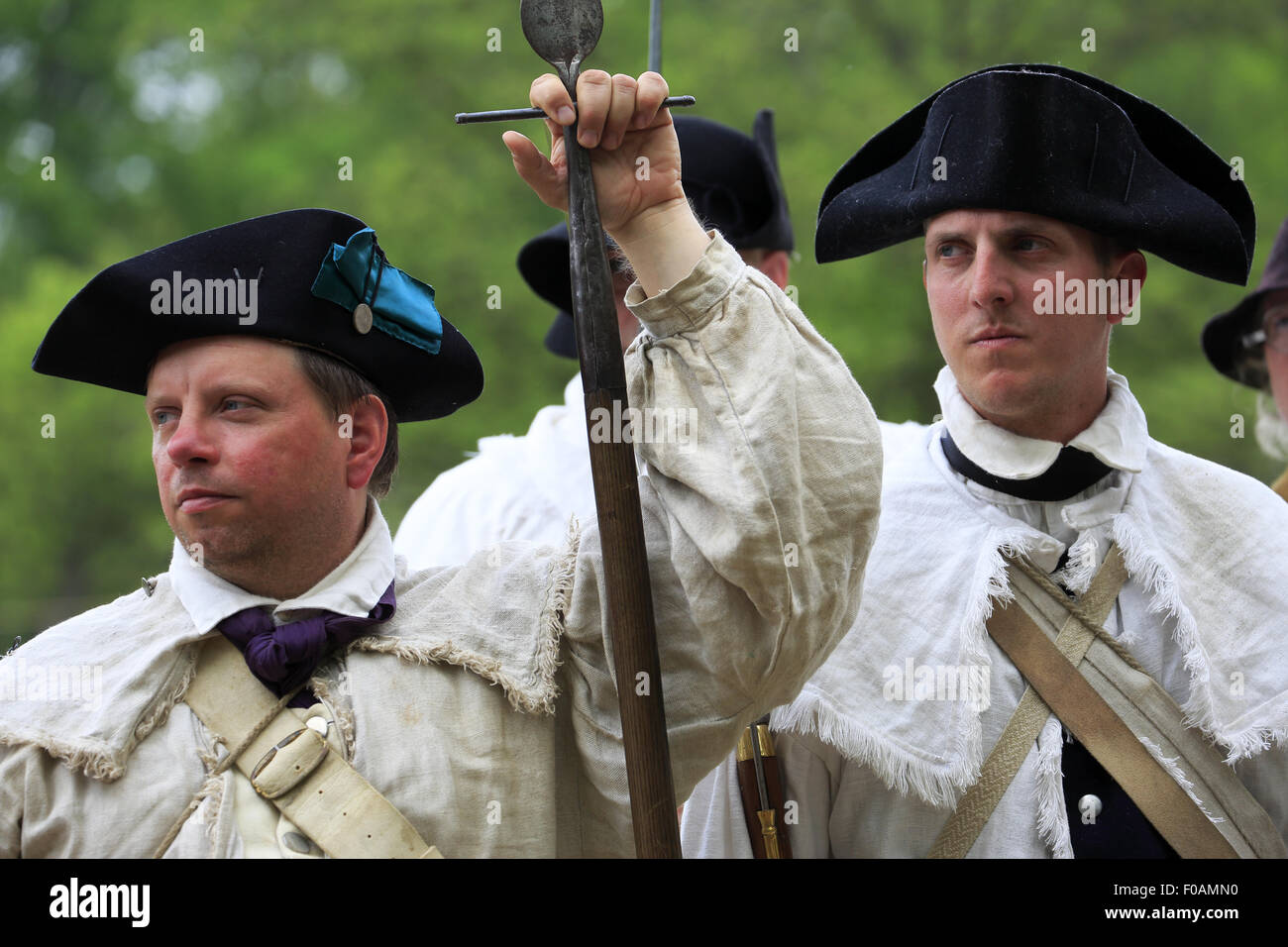 Continental Army soldiers in Revolutionary War reenactment at Jockey ...