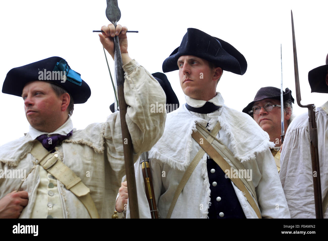 Continental Army soldiers in Revolutionary War reenactment at Jockey ...