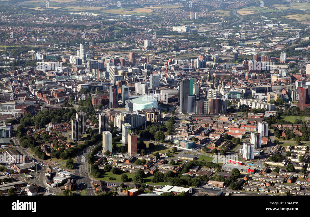aerial view of Leeds city centre looking south from the FD First Stock ...