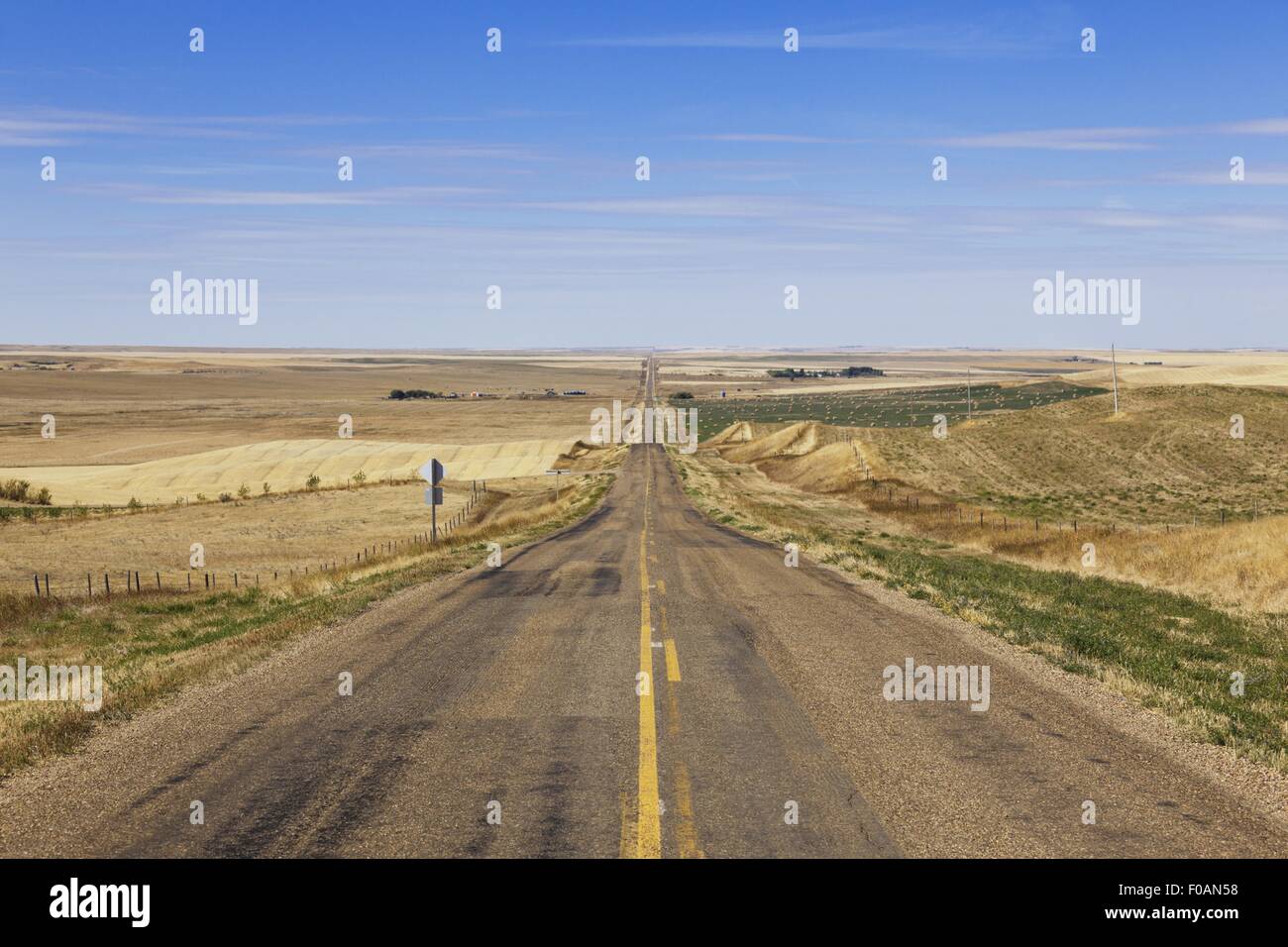 View of highway 18 West before Mankota, Saskatchewan, Canada Stock ...