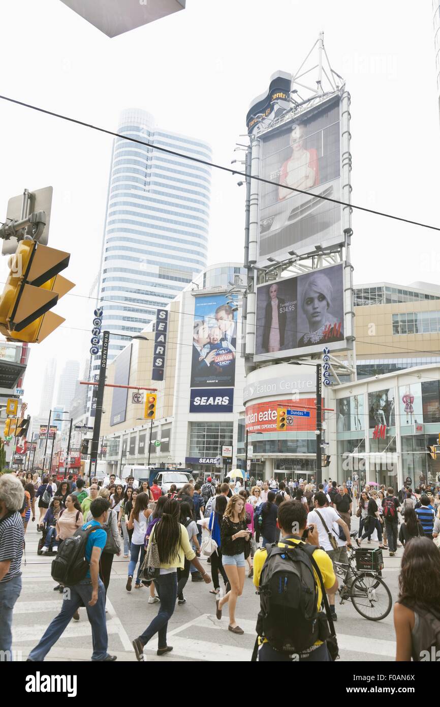Busy street in front of Sears Toronto Eaton Centre Shopping Mall ...