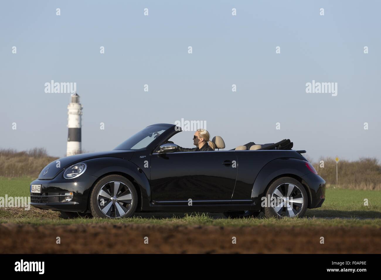 Person driving black convertible car, Schleswig-Holstein, Germany Stock ...