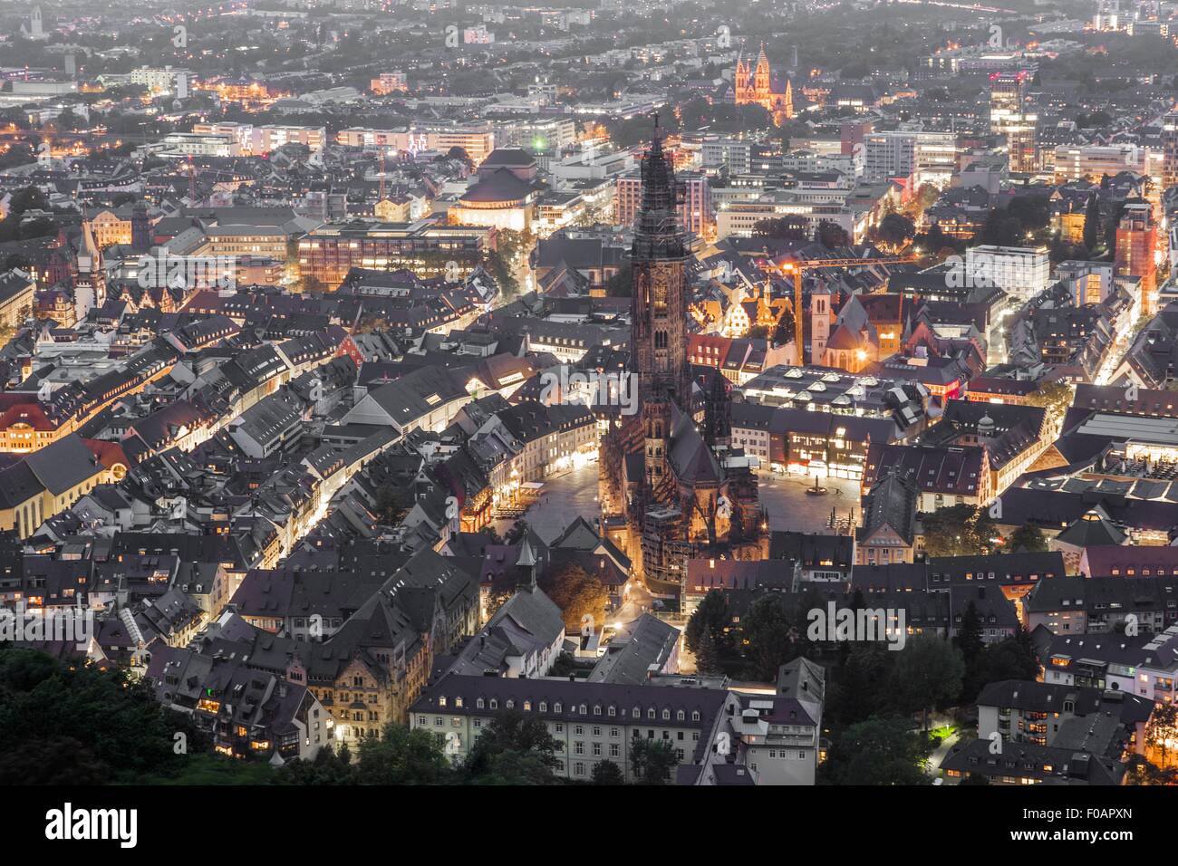 View of Freiburg im Breisgau cityscape from the Schlossberg, Baden ...