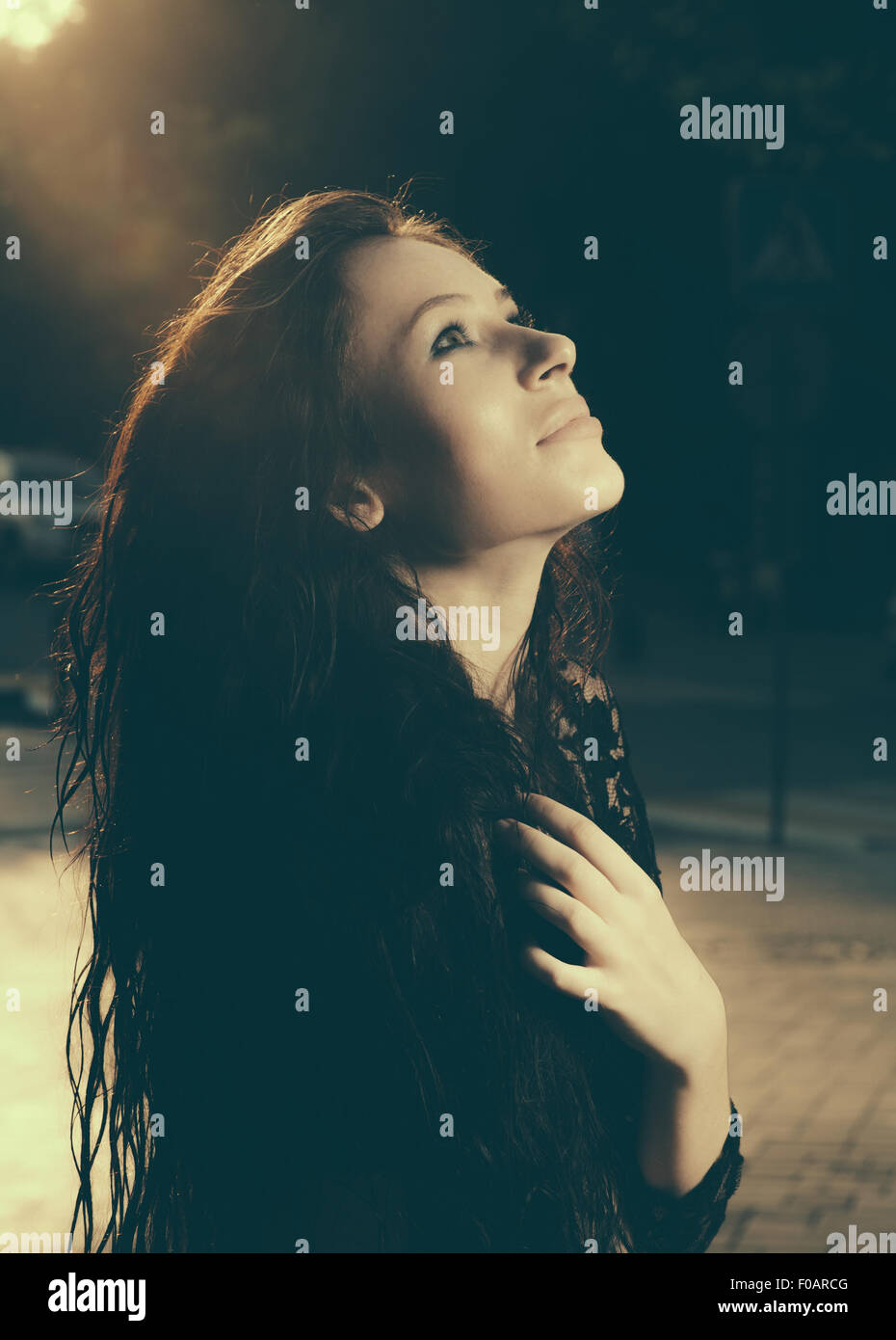 Backlit sun woman face hi-res stock photography and images - Alamy