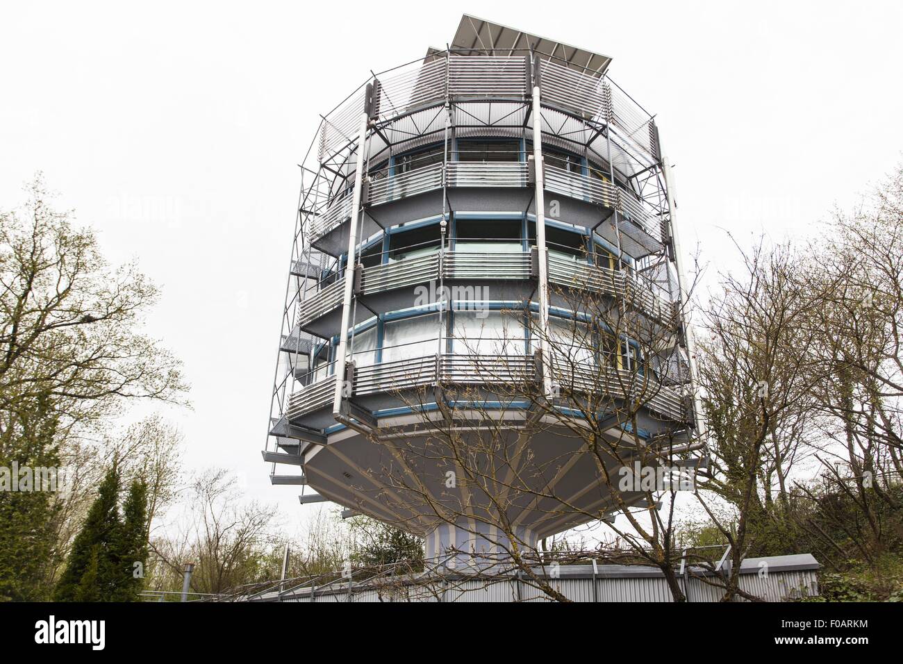 View of heliotrope house of solar architect Rolf Disch in Freiburg ...