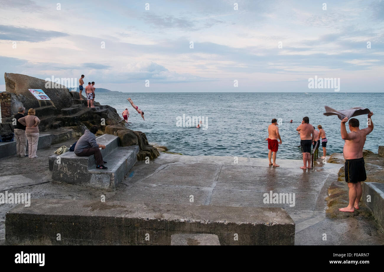 40 ft bathing place sandycove dublin swimmers dive bathers people ...
