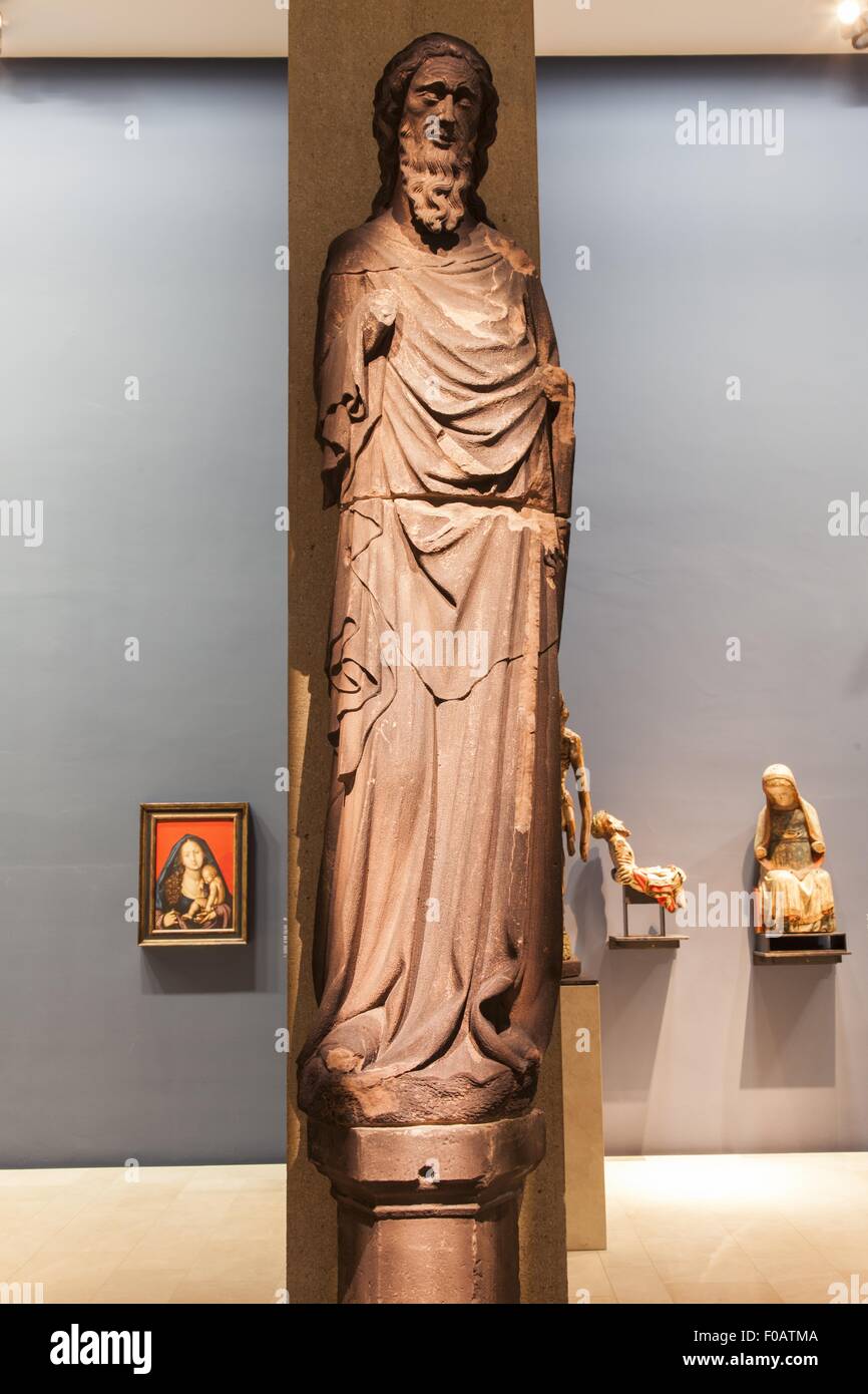 Sculpture of prophet on column in Augustiner Museum, Freiburg, Germany ...