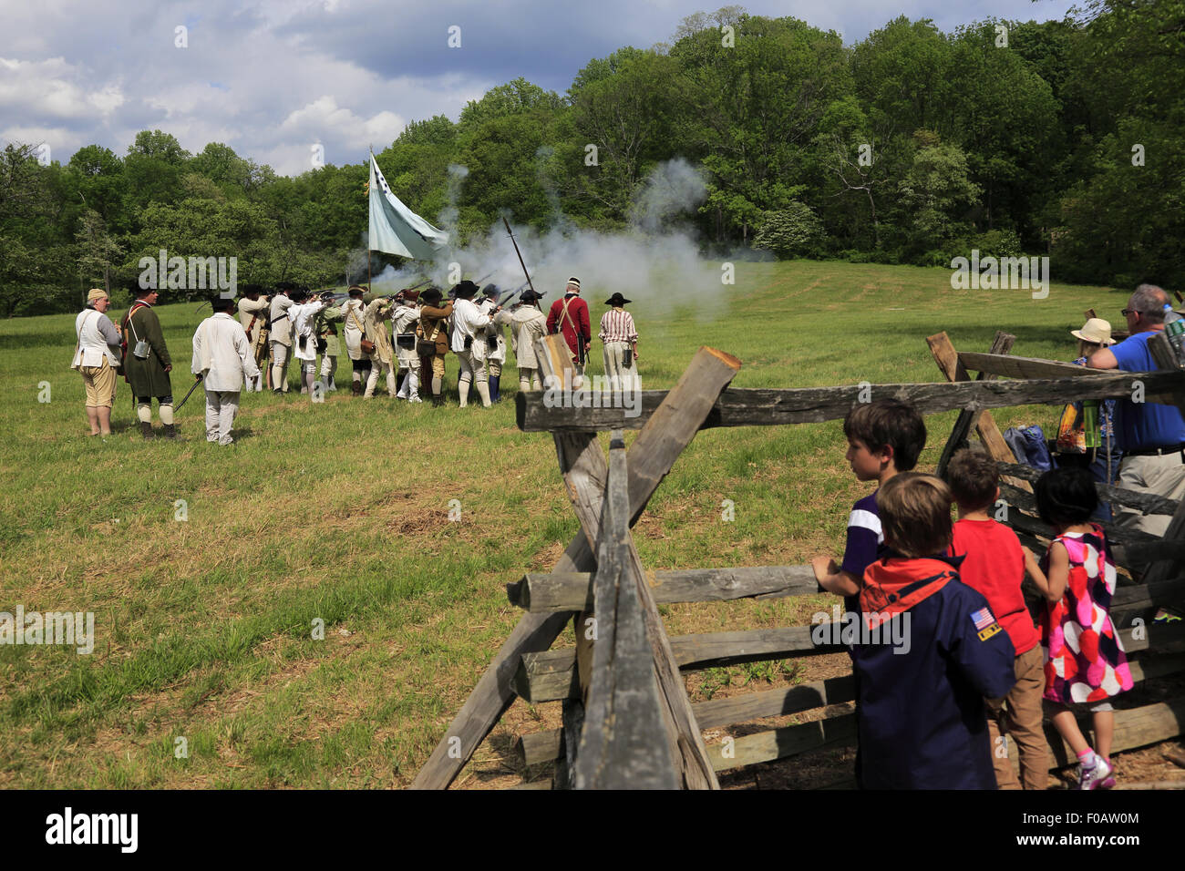 Continental Army firing musket during Revolutionary War reenactment at ...