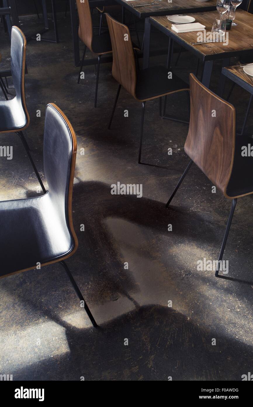 Chairs and tables of Dabbous restaurant in London Stock Photo - Alamy