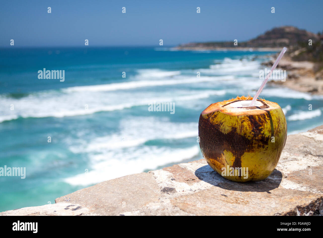 Coconut water and stunning view of the oceanic coastline. Cabos San ...