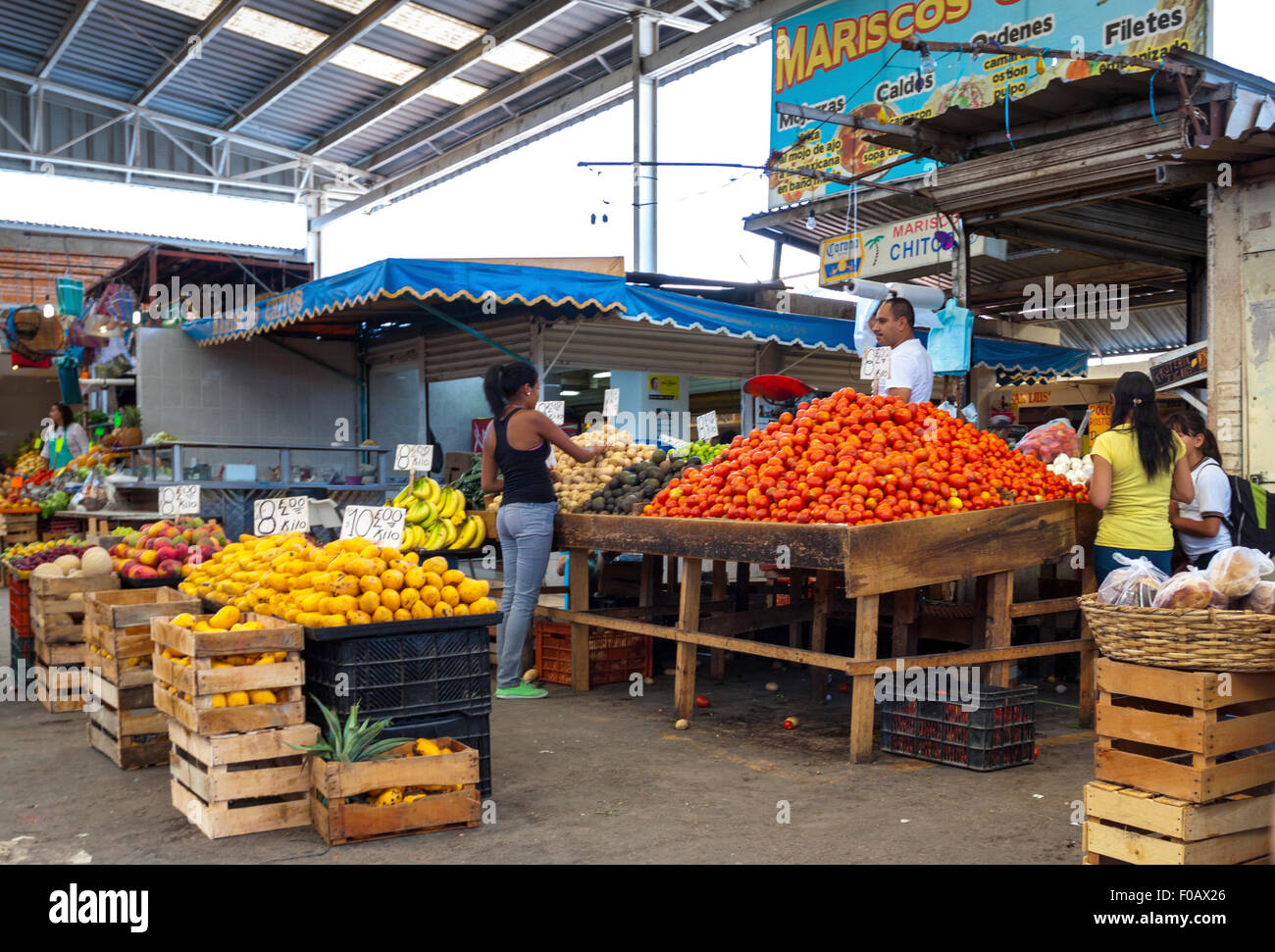 Seller of fruit and vegetable. San Luis Potosi, SLP. Mexico Stock Photo ...