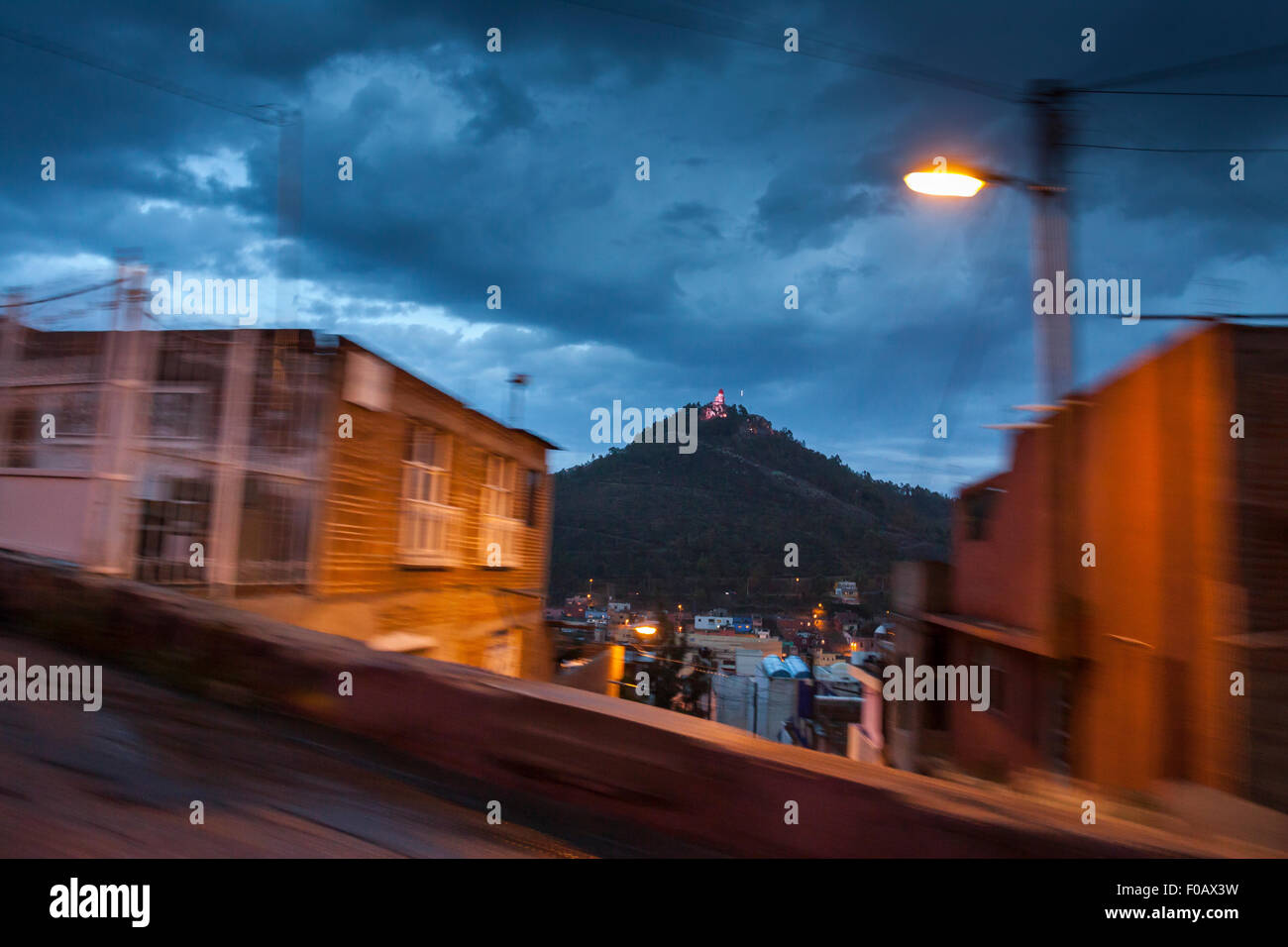 View of Cierro of Bufa in a stunning blue twilight. Zacatecas, ZAC ...