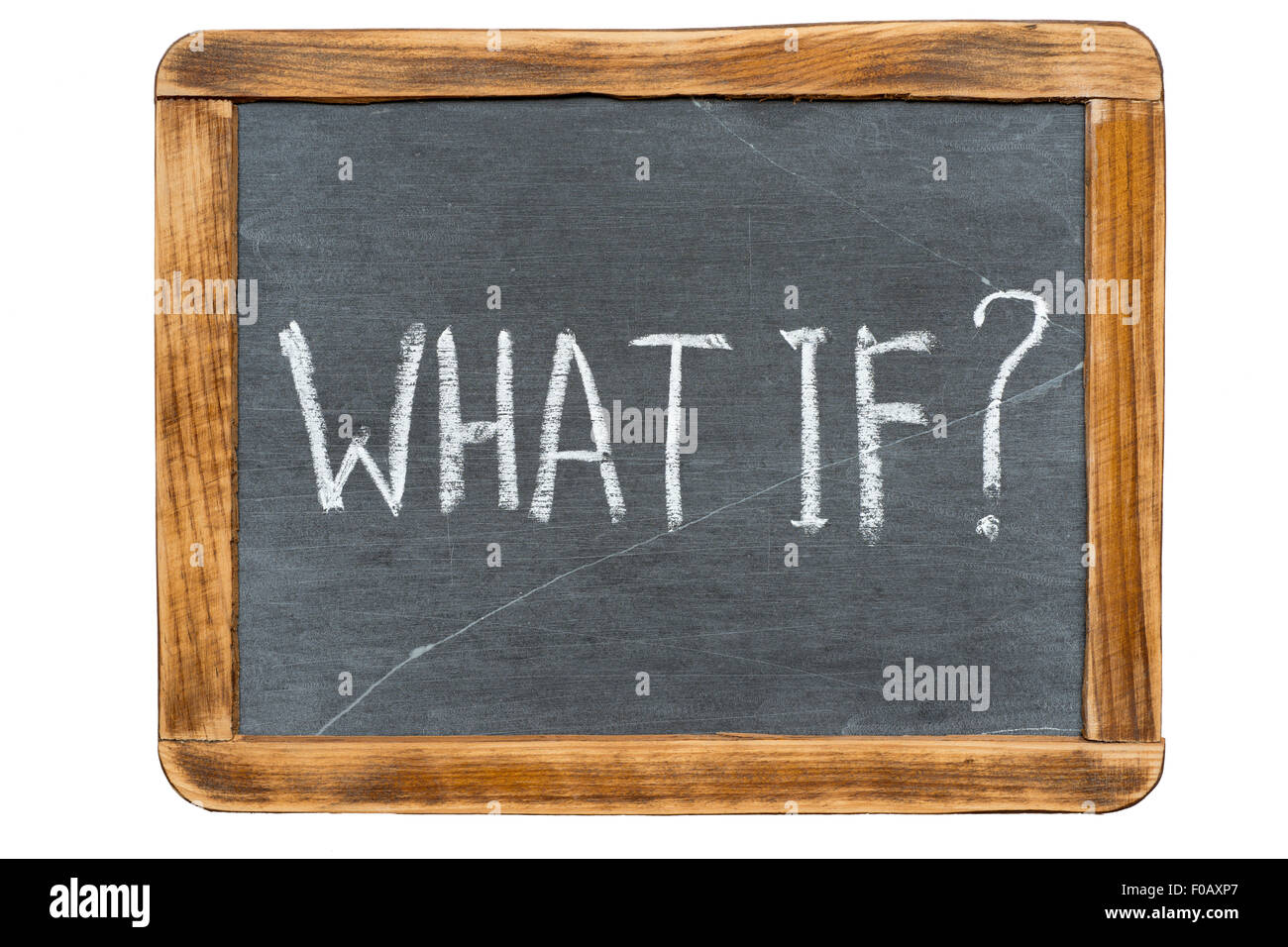 what if question handwritten on vintage slate chalkboard isolated on ...