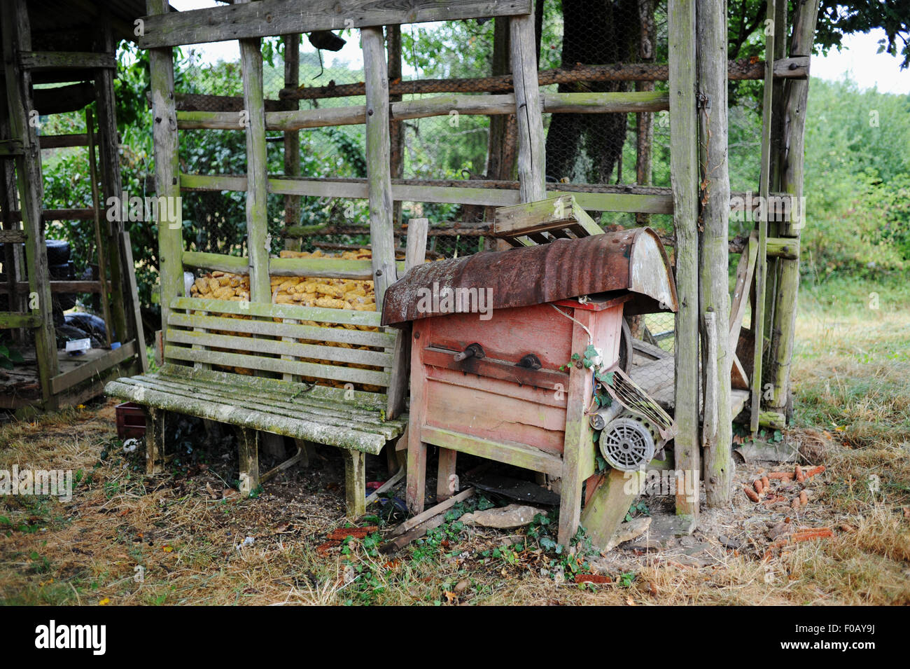 Old farm storage buildings and equiptment in Frayssinet-le-Gelat in the ...