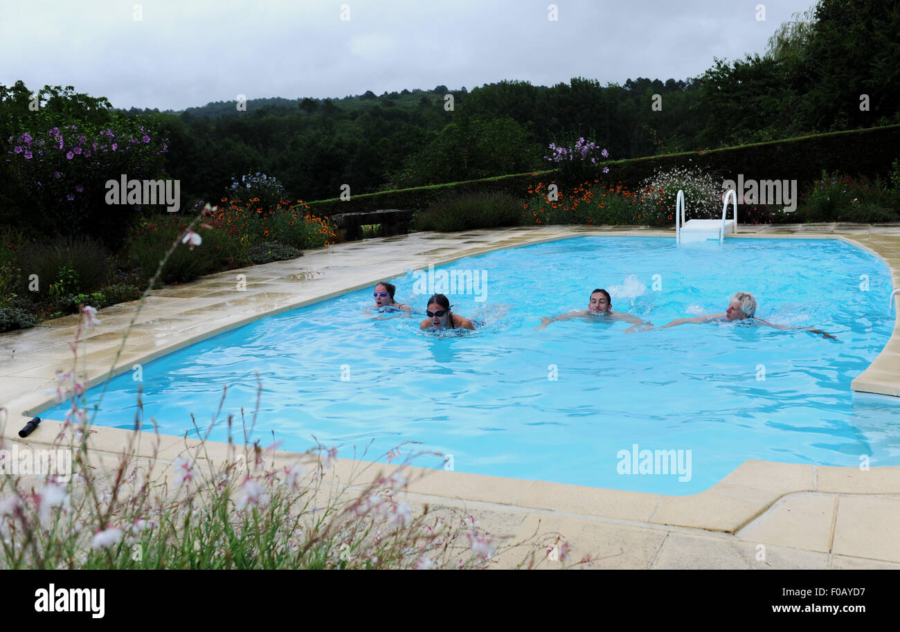 Family swimming pool france hi-res stock photography and images - Alamy