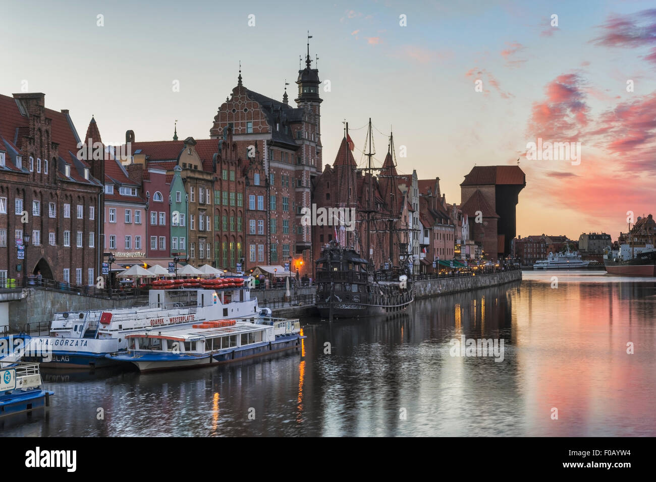 View over the Motlawa to the waterfront and the Zuraw Crane Gate. The ...