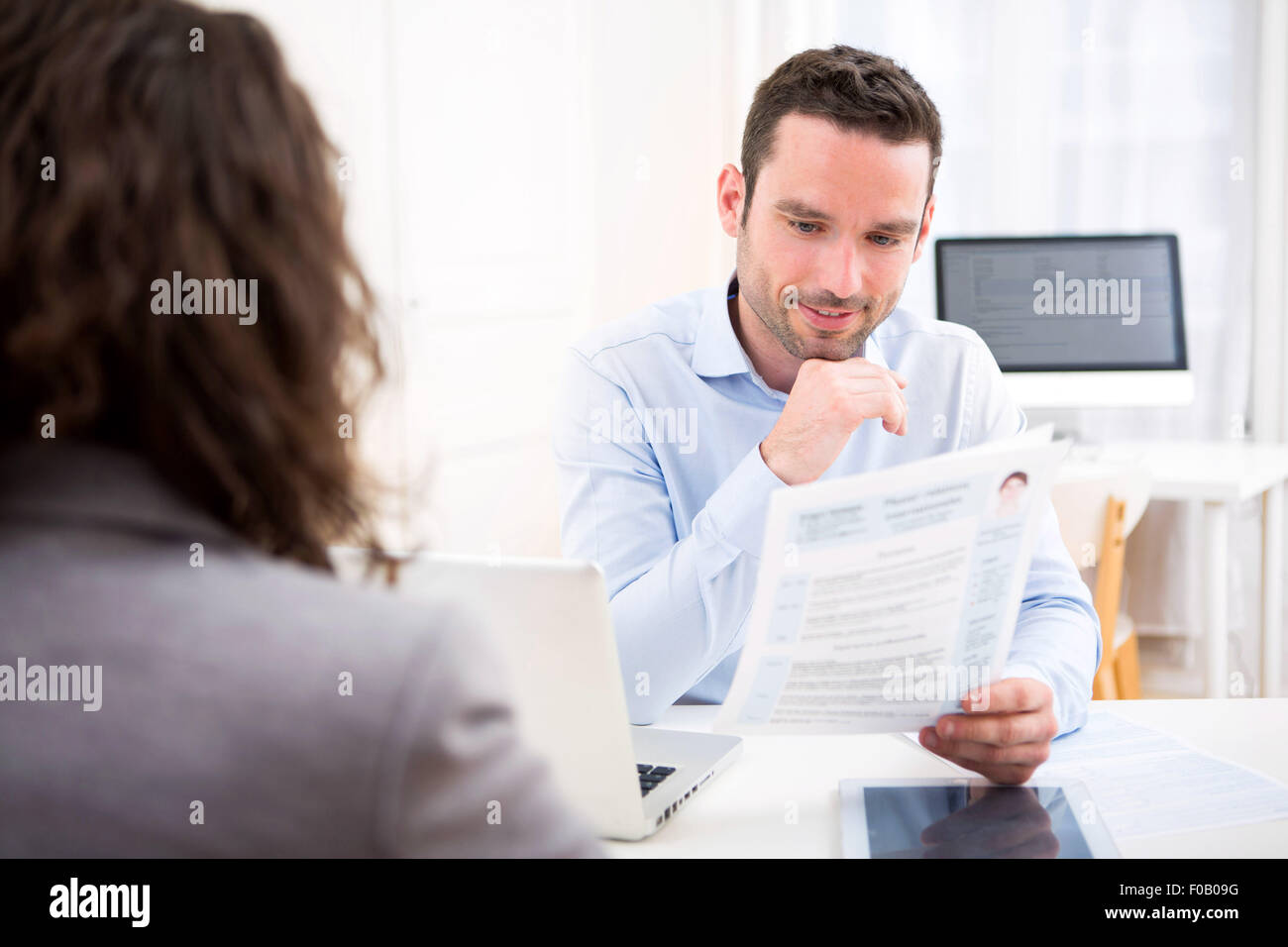 Interview resume woman in hi-res stock photography and images - Alamy