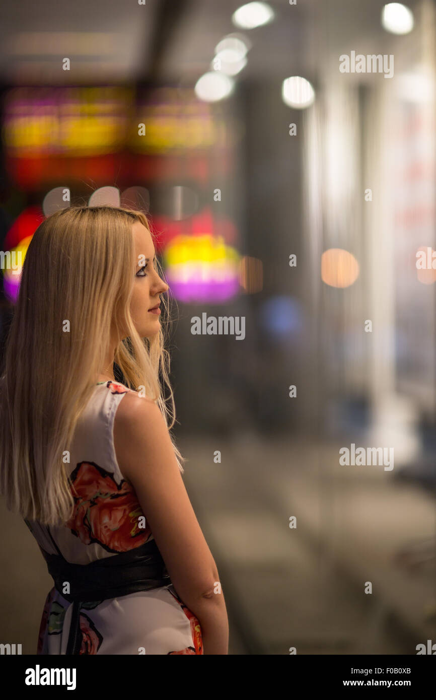 Girl night window hi-res stock photography and images - Alamy