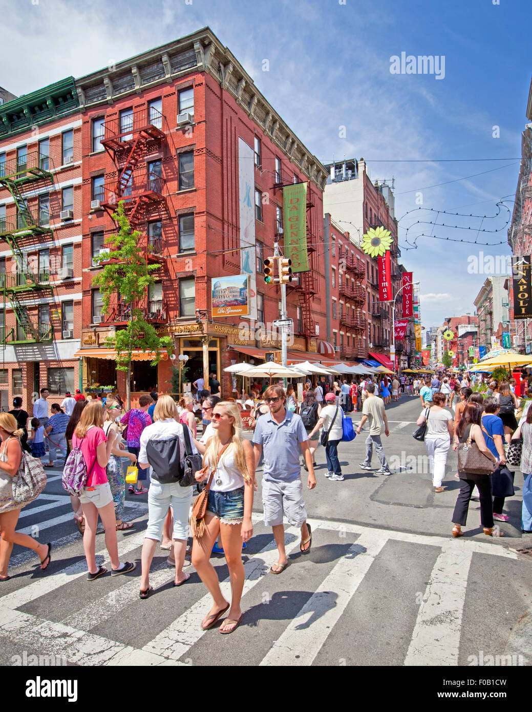 NEW YORK, USA - JUNE 28th 2014: historic Little Italy in lower ...