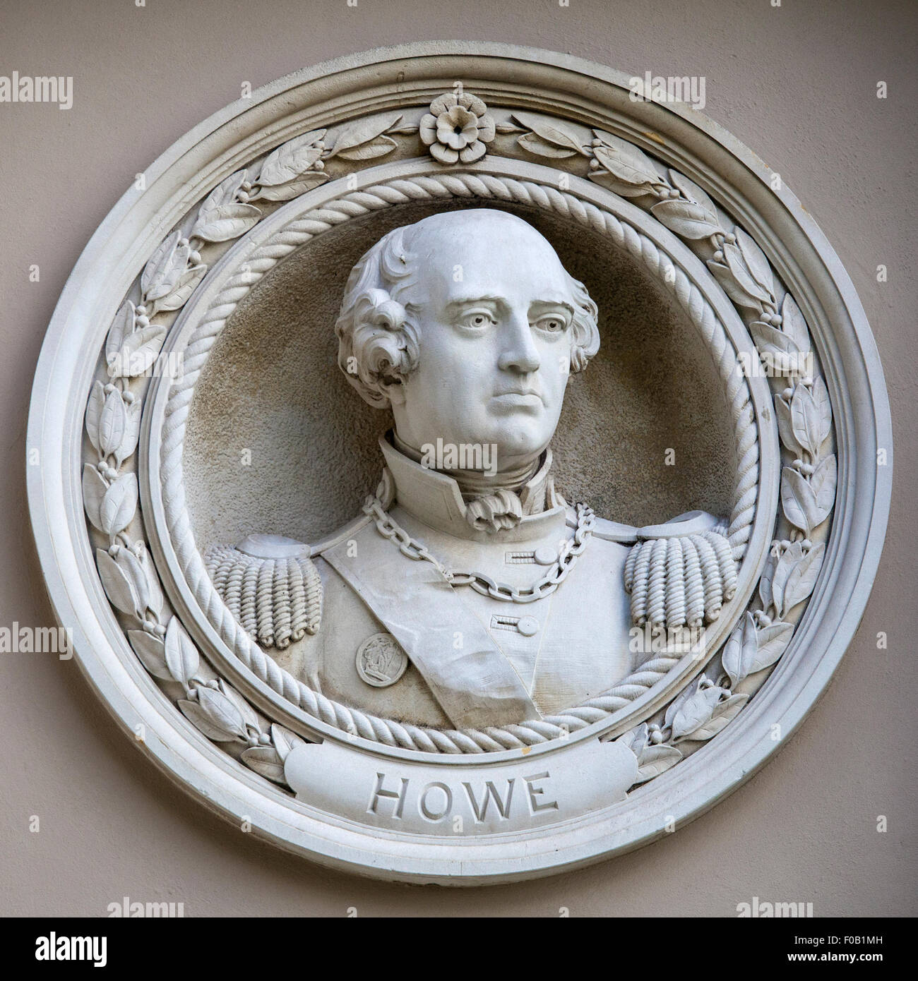 A bust of former Royal Navy officer Richard Howe in Greenwich, London ...