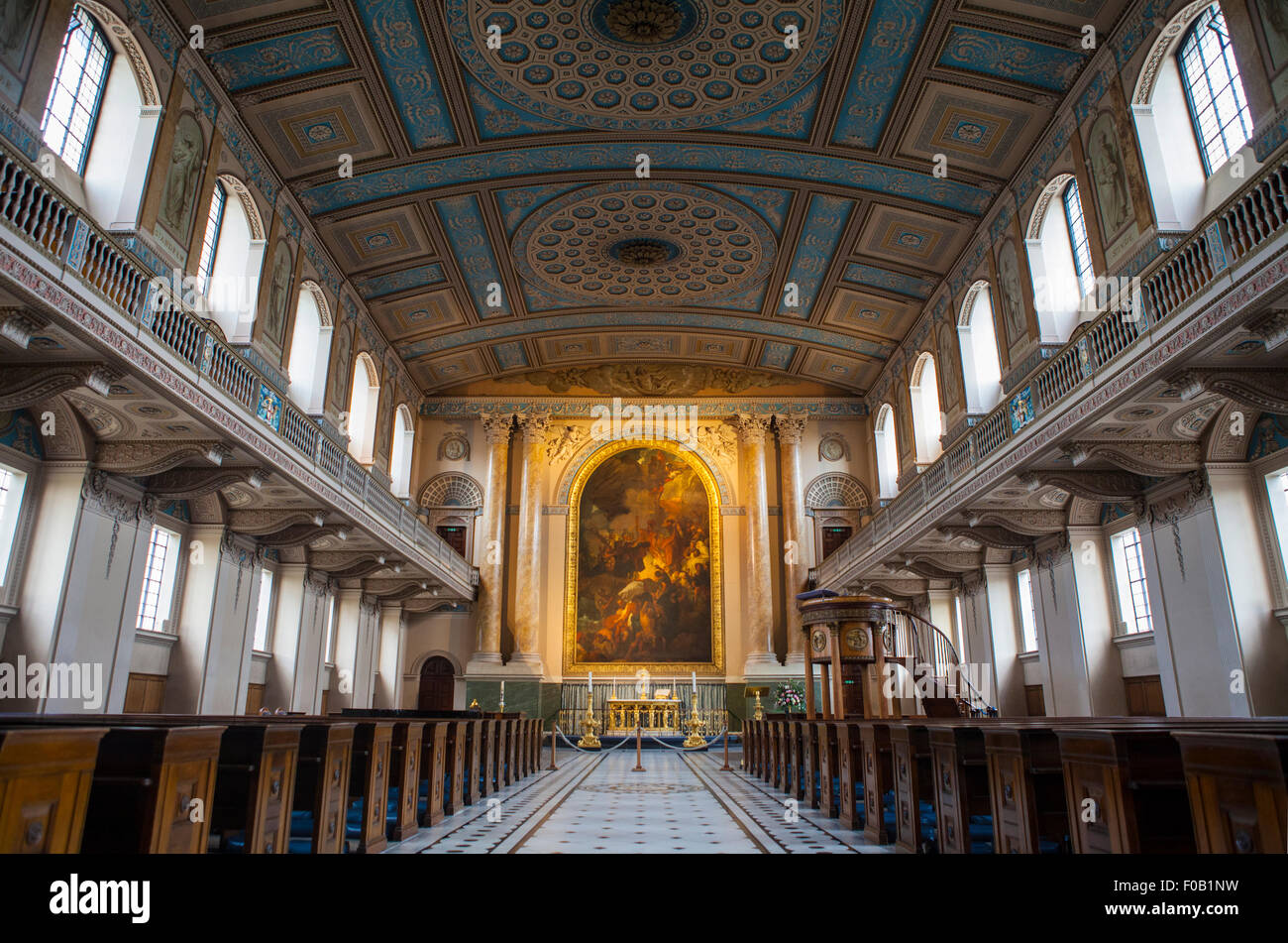 The magnificent Chapel in the old Royal Naval College in Greenwich ...