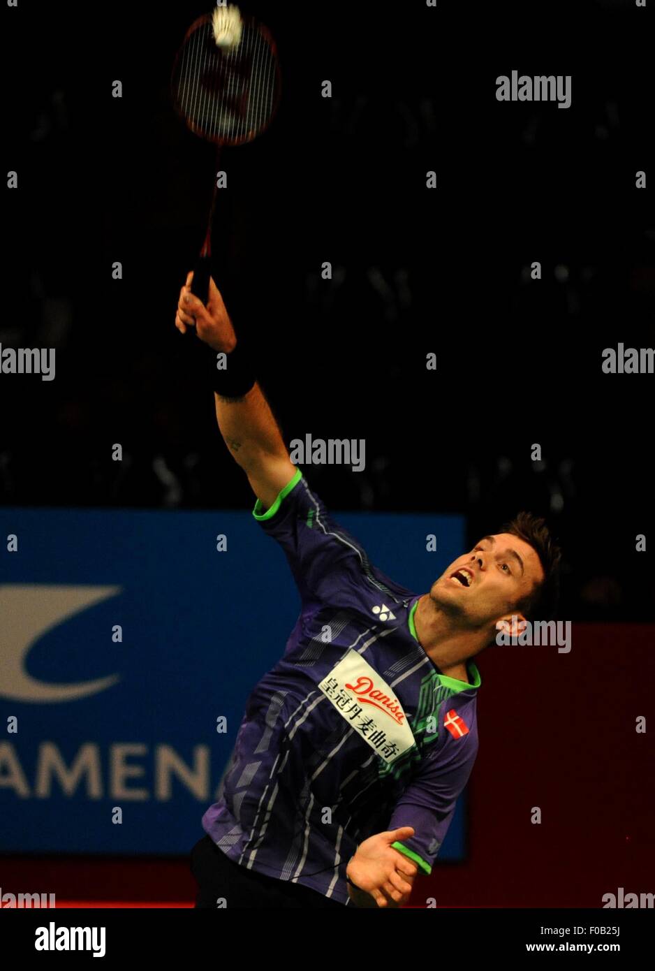 Jakarta, Indonesia. 11th Aug, 2015. Jan O Jorgensen of Denmark returns ...