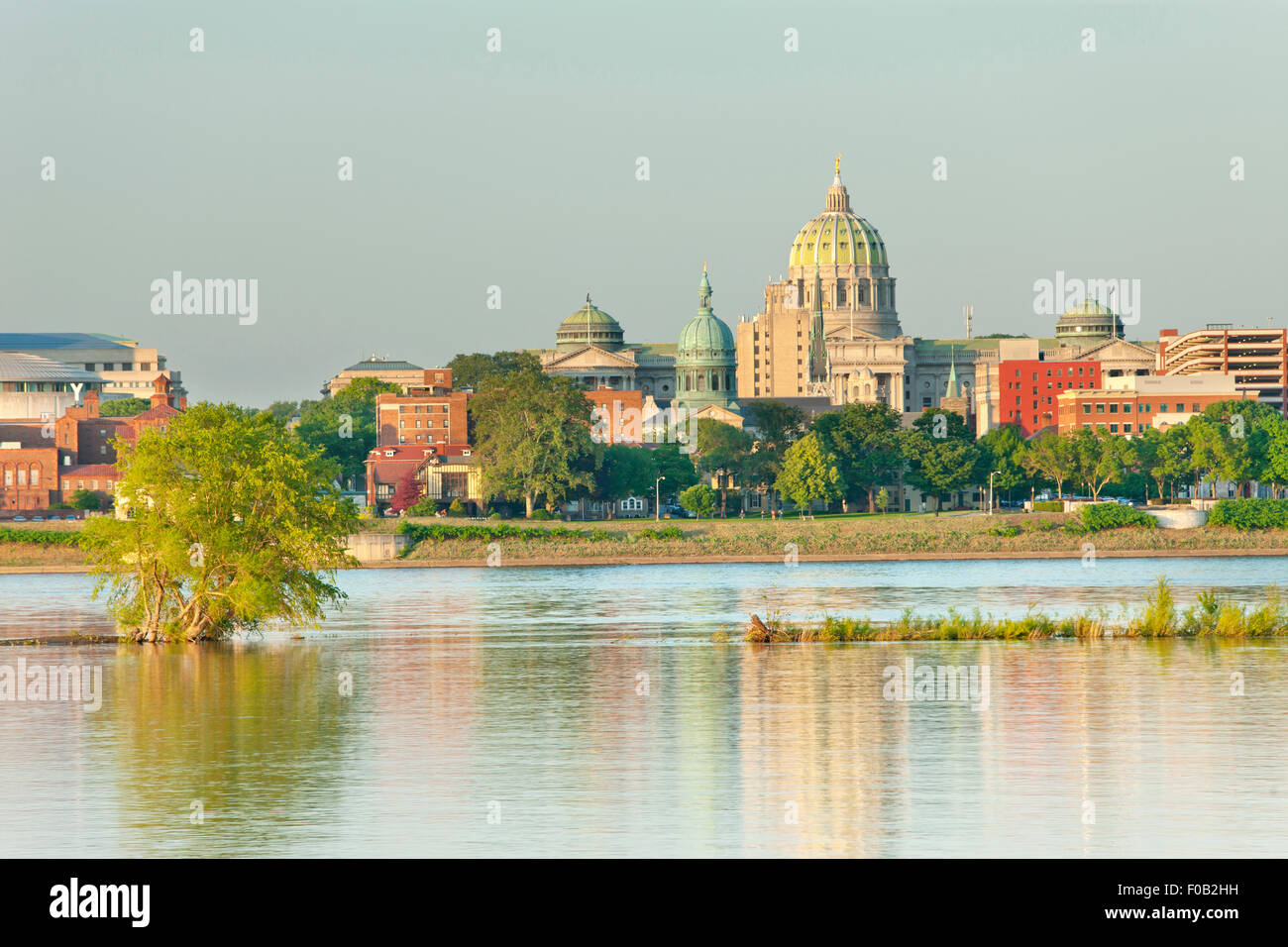 DOWNTOWN SKYLINE STATE CAPITOL BUILDING SUSQUEHANNA RIVER HARRISBURG ...