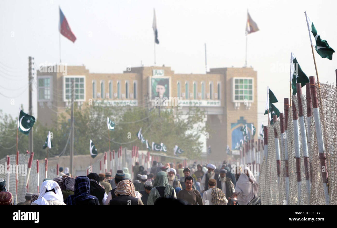 Pakistani flags are being hoisting at Pak-Afghan Chaman Border, on the ...
