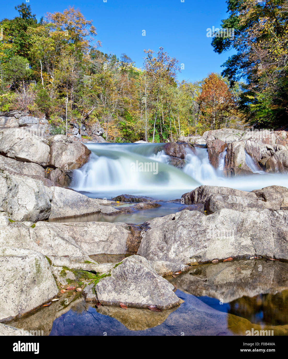 Beautiful slow exposure waterfall in the autumn Stock Photo - Alamy