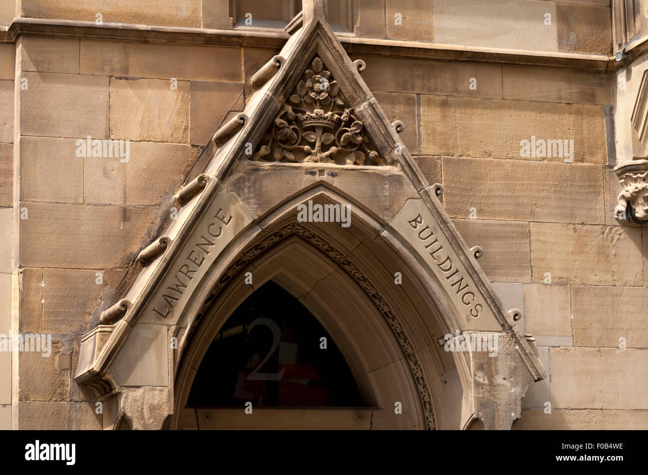 Archway above the door of Lawrence Buildings, Mount Street, Manchester ...