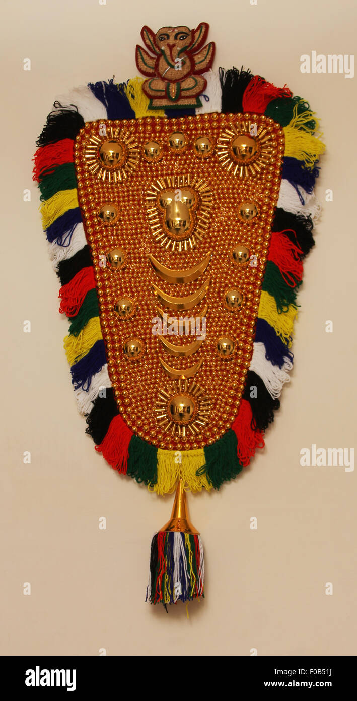 Caparison (nettippattam) for decorating elephant head during festival ...